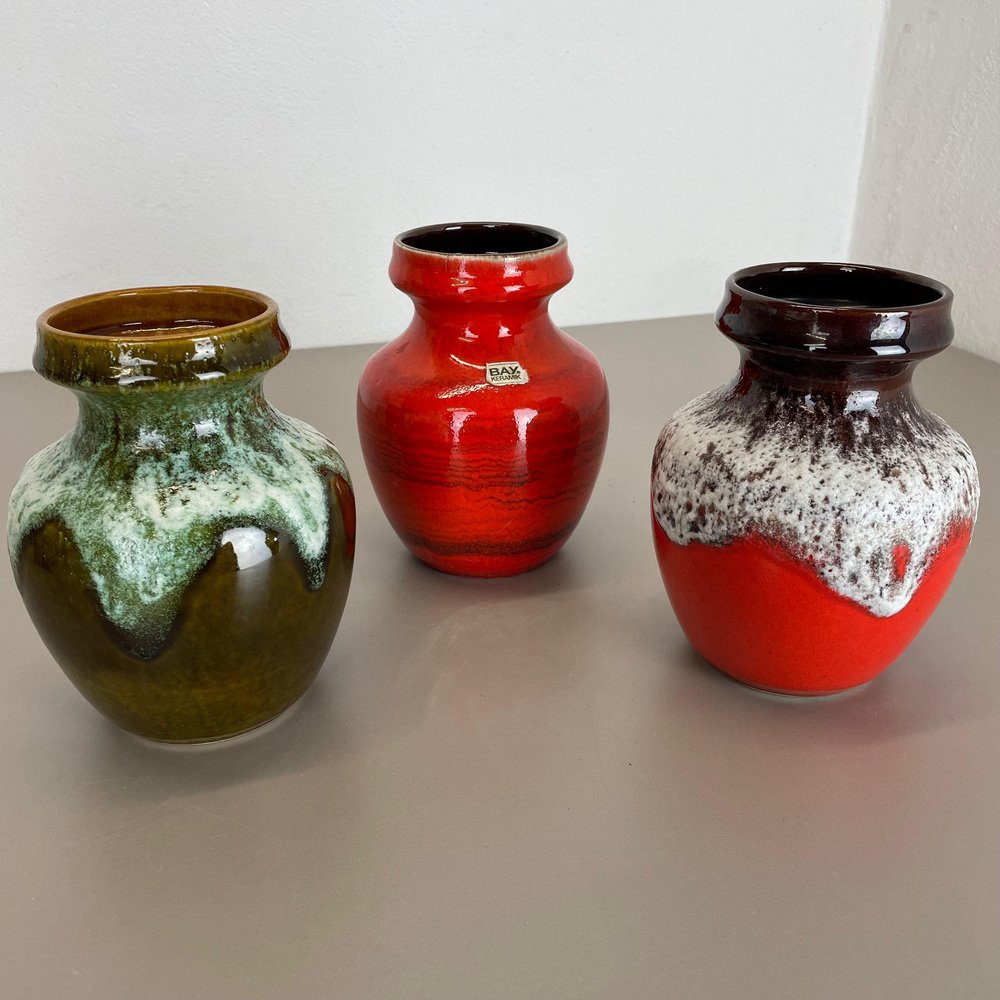 Fat Lava Op Art Multi-Color Pottery Vases from Bay Ceramics, Germany ...