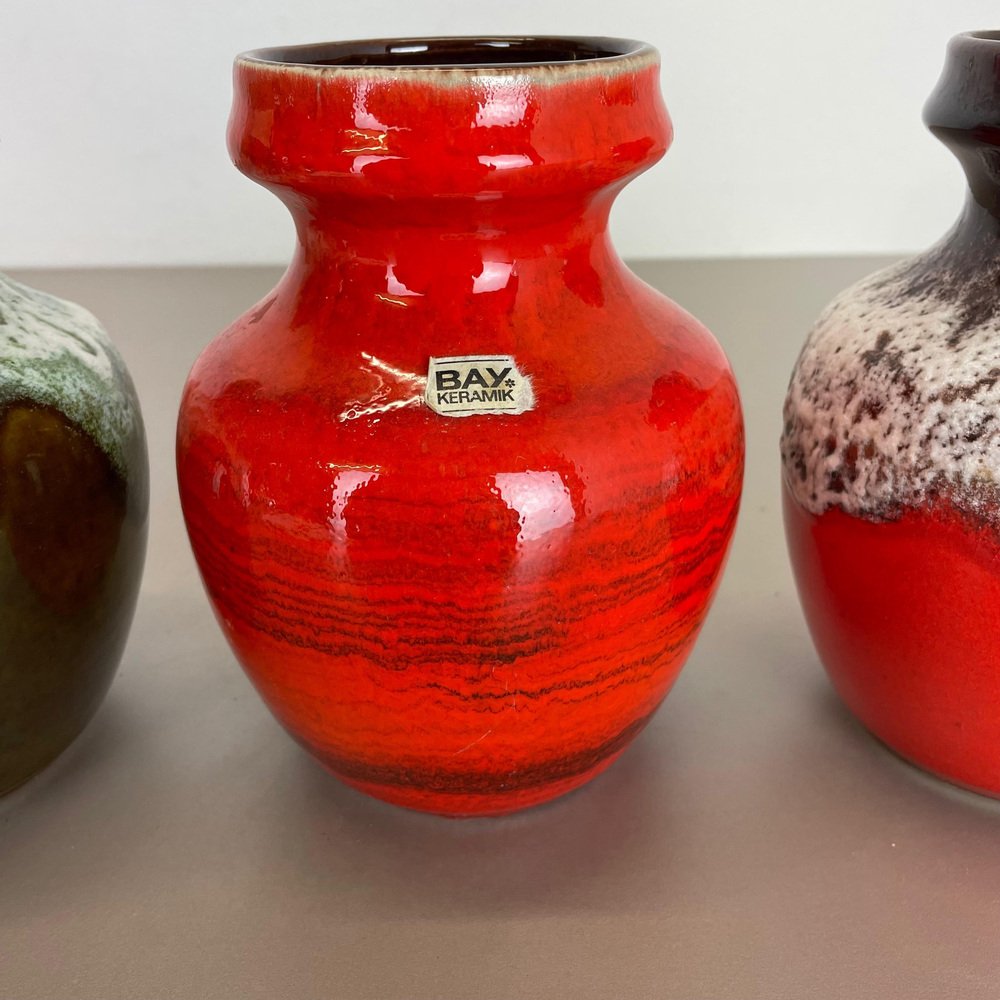 Fat Lava Op Art Multi-Color Pottery Vases from Bay Ceramics, Germany ...