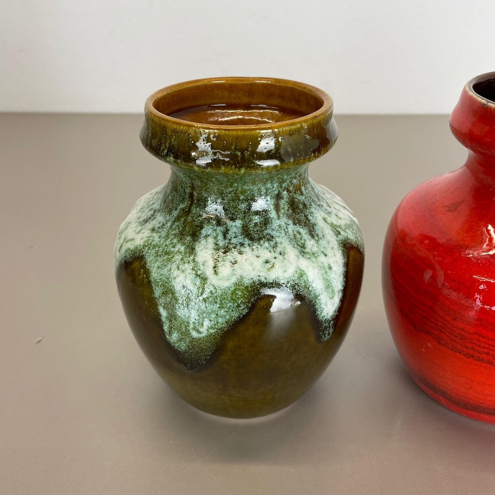 Fat Lava Op Art Multi-Color Pottery Vases from Bay Ceramics, Germany ...
