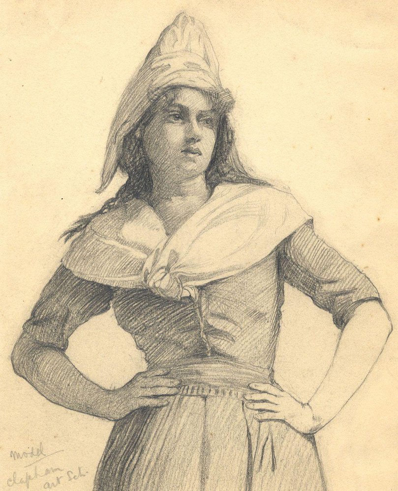 Kenneth E. Wootton, Modell an der Clapham Art School, 1910er, Graphit ...