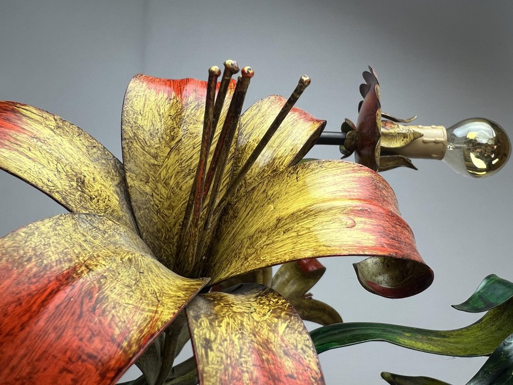 Tole Flower Chandelier, France, 1950s for sale at Pamono