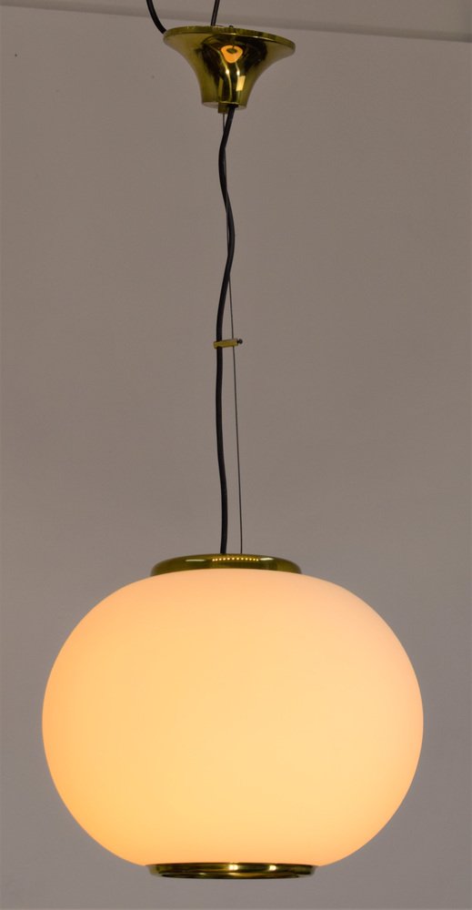 Opinus and Brass Chandelier, Italy, 1960s for sale at Pamono
