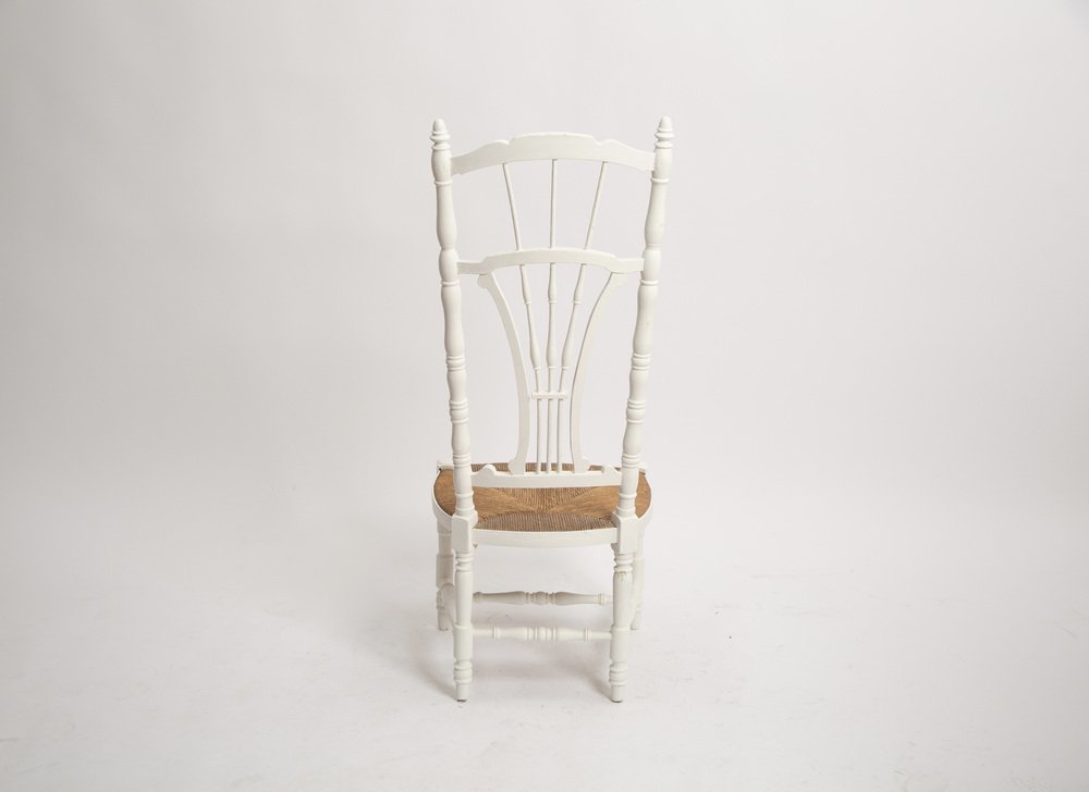 Napoleon III White Straw Nanny Chair for sale at Pamono