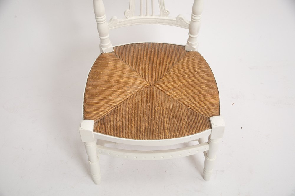 Napoleon III White Straw Nanny Chair for sale at Pamono