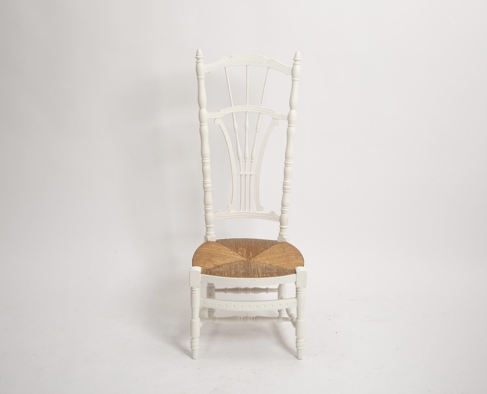 Napoleon III White Straw Nanny Chair for sale at Pamono