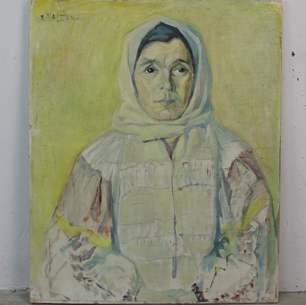 R. Valeanu, Portrait, 1920s, Oil on Canvas for sale at Pamono