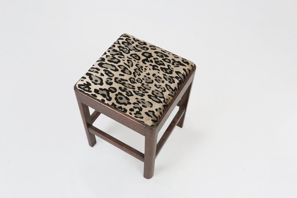 Art Deco Stool with Leopard Print, 1930s for sale at Pamono