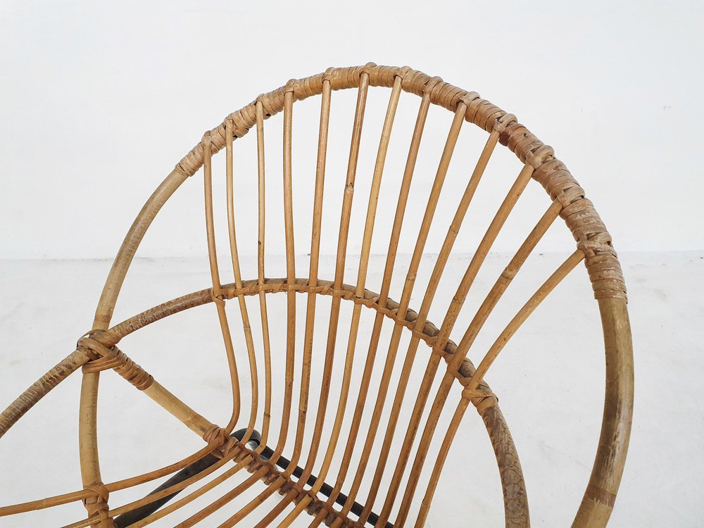 Rattan & Metal Lounge Chair from Rohe Noordwolde, the Netherlands ...