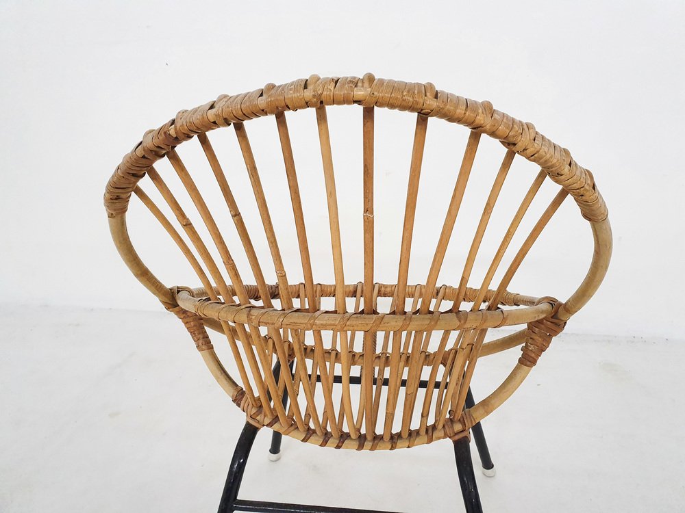 Rattan & Metal Lounge Chair from Rohe Noordwolde, the Netherlands ...