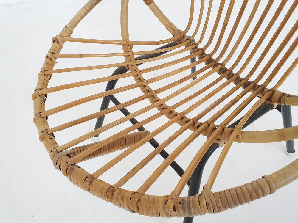Rattan & Metal Lounge Chair from Rohe Noordwolde, the Netherlands ...