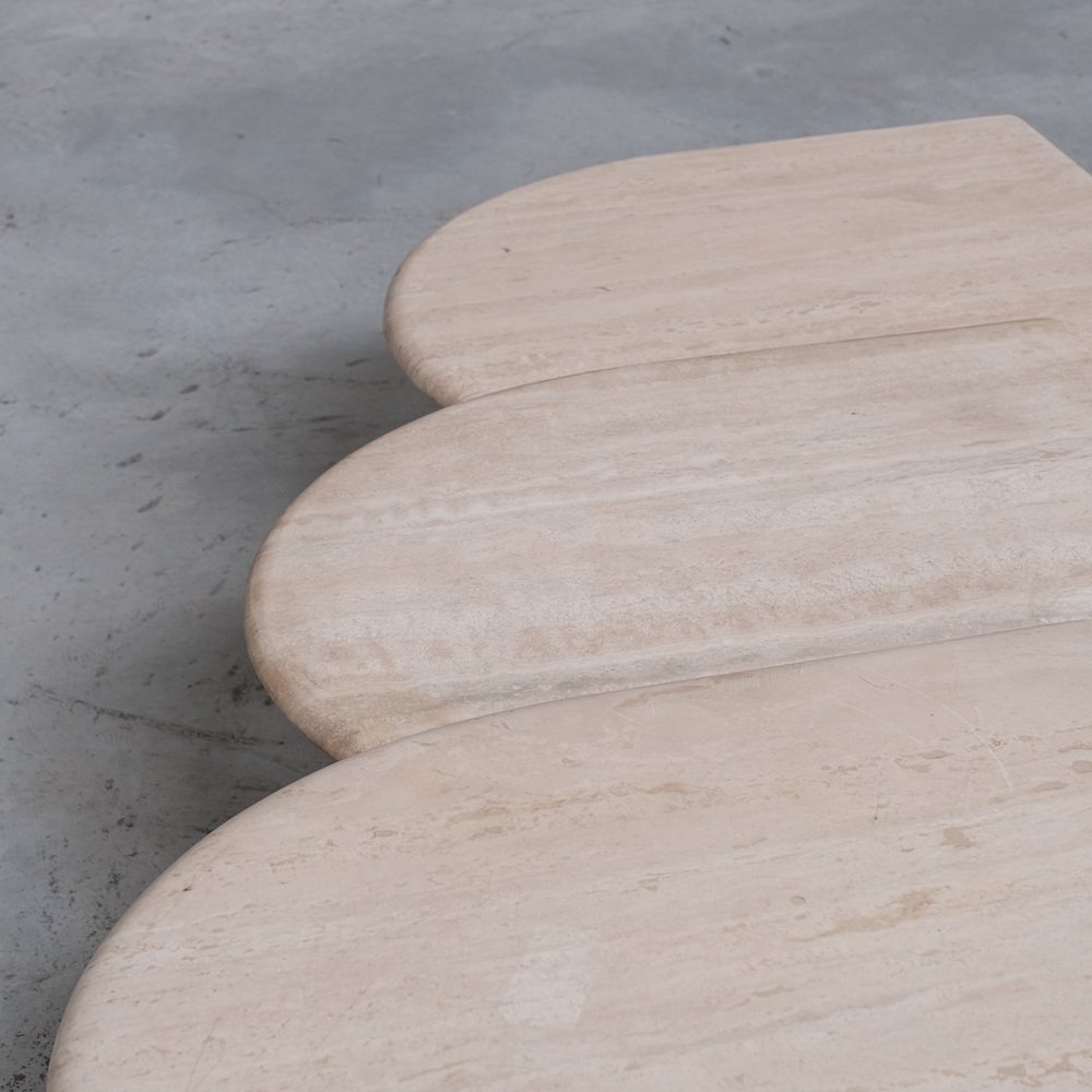 Mid-Century Travertine Nesting Coffee Tables, Set of 3 for sale at Pamono