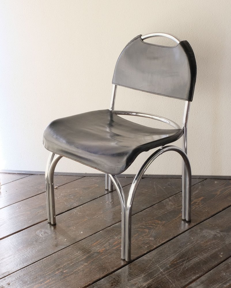 Leather Chairs, 1970s , Set of 3 for sale at Pamono