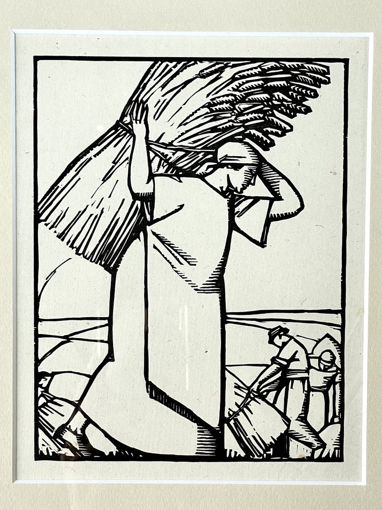 Harvest Series Scene, Woodcut, 1920s-1930s, Framed for sale at Pamono