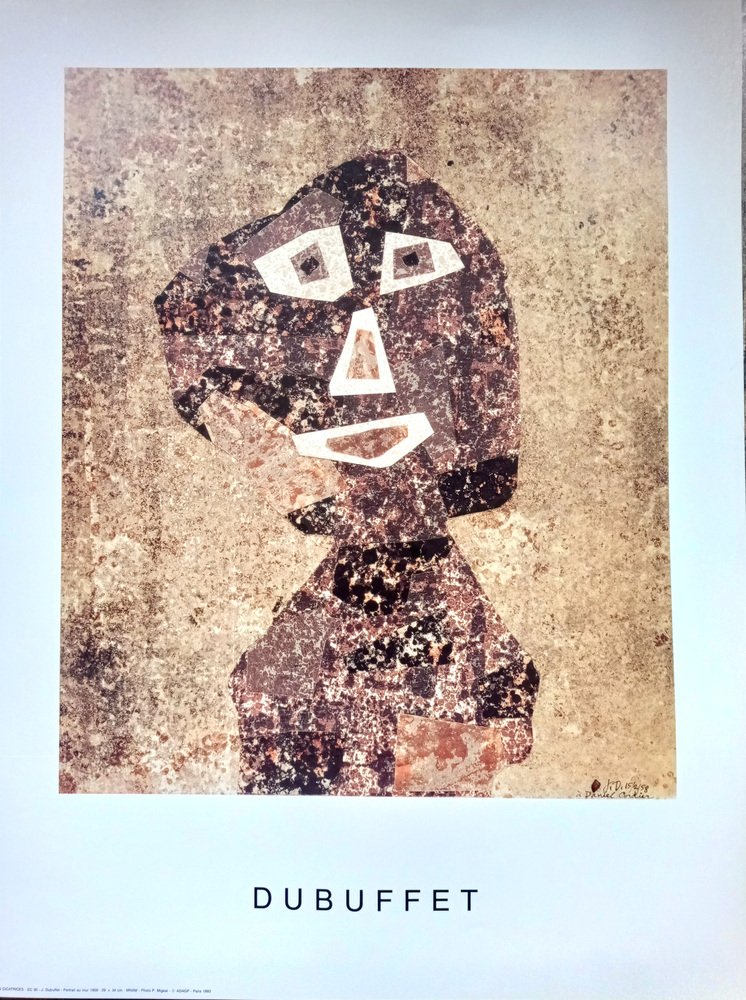 Jean Dubuffet, Portrait au Mur, Large Poster, 1980s for sale at Pamono