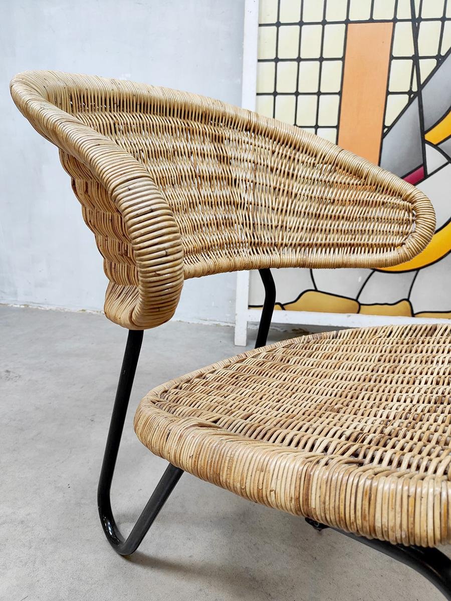 Mid-Century Dutch Easy Chair in Rattan by Dirk Van Slighted, 1960s for ...