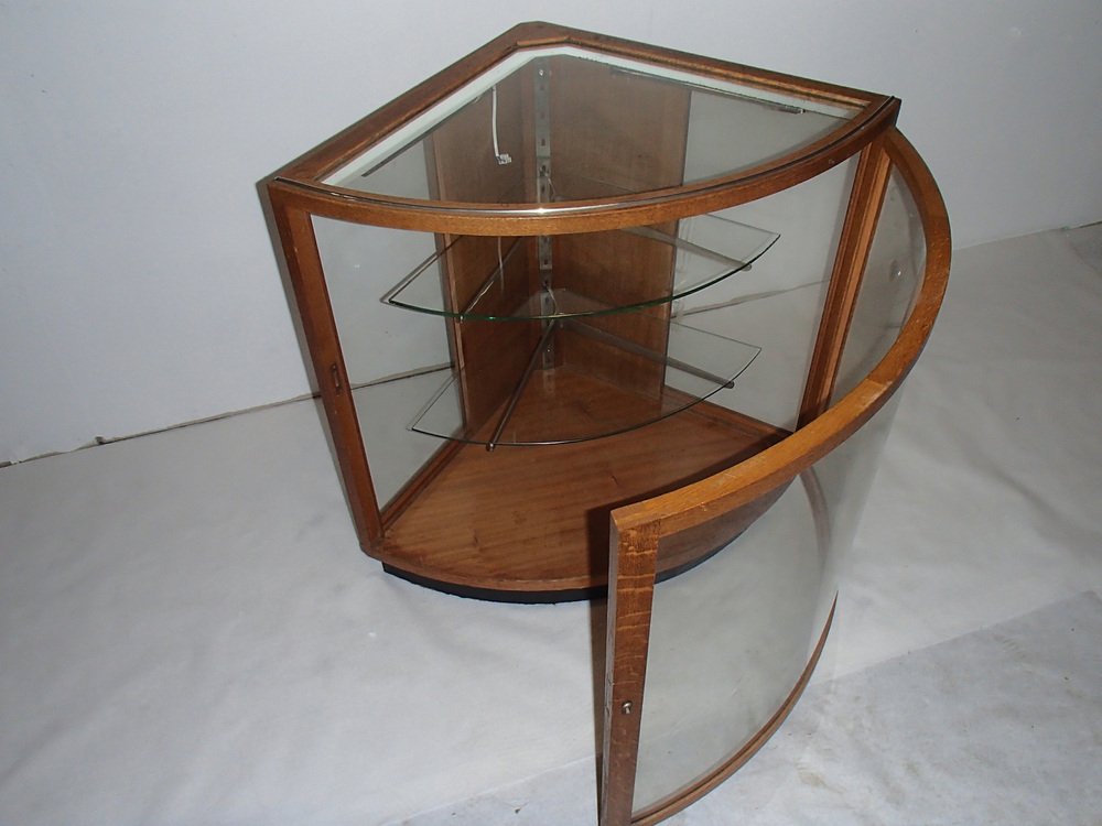 Bauhaus Corner Display Case with Adjustable Glass shelves and Lighting ...