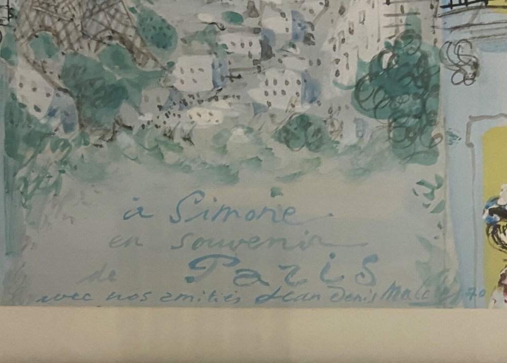 Jean Denis Malcles, Couples au Balcon, 1970s, Watercolor, Framed for ...