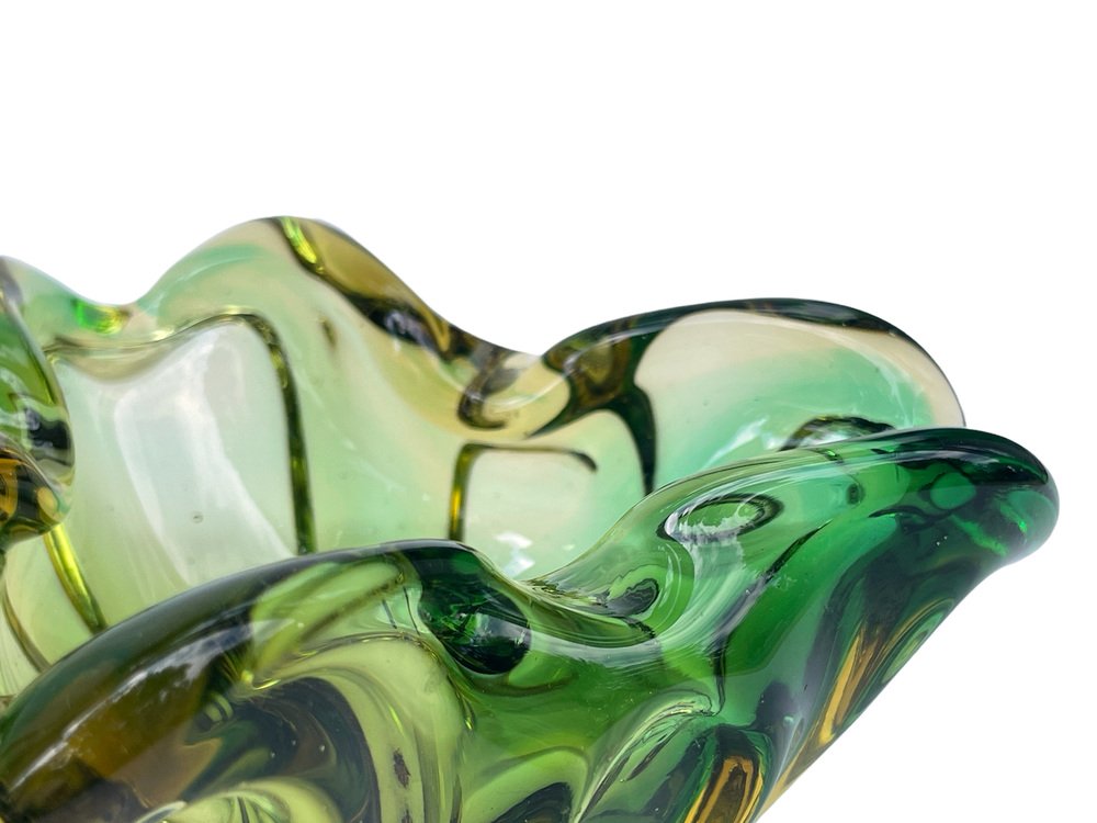 Green Hand-Molded Glass Bowl for sale at Pamono