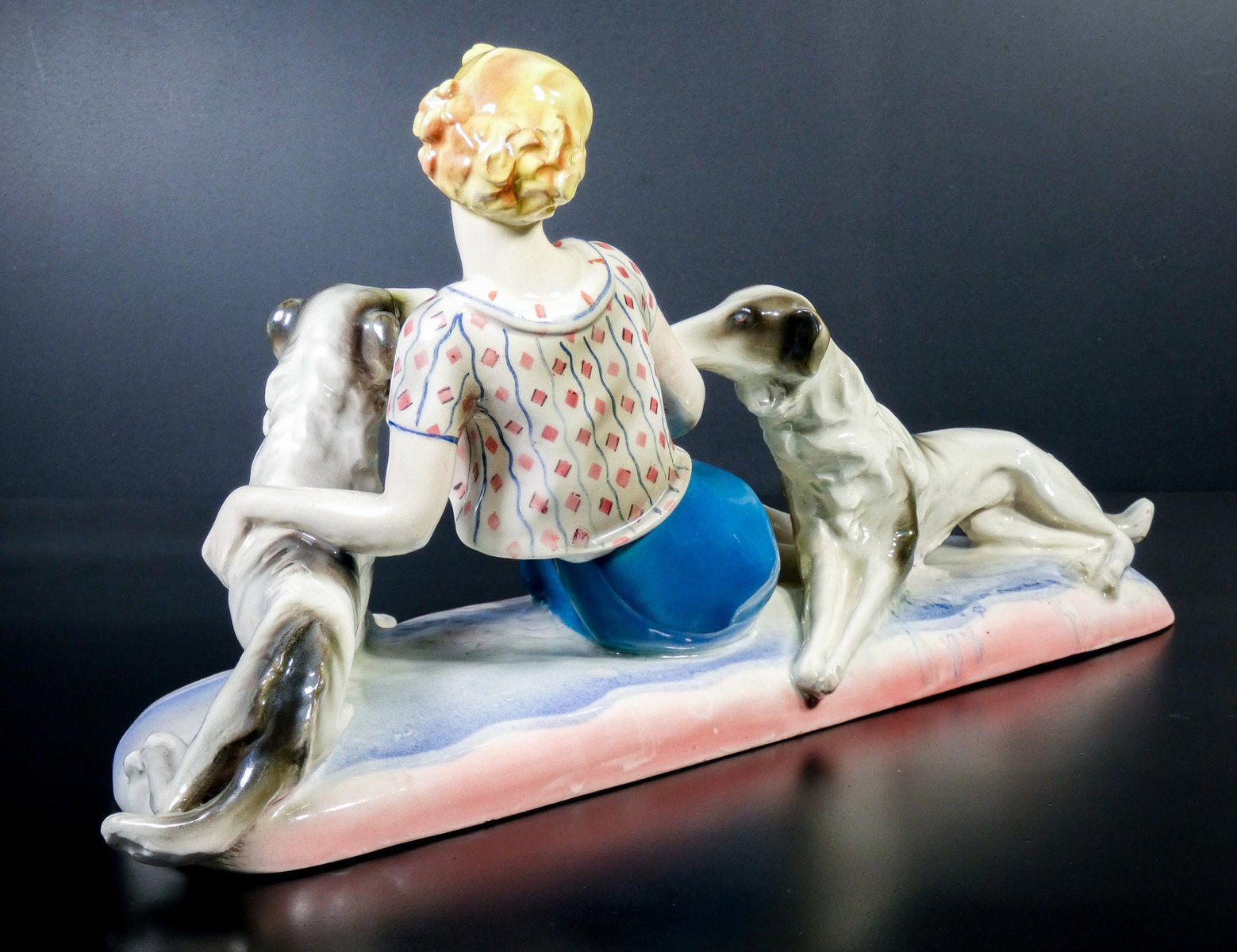 Woman Sculpture with Greyhounds attributed to Lenci, 1930s for sale at ...