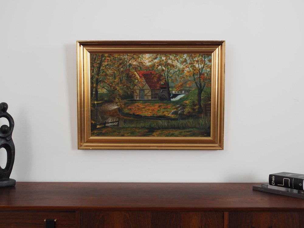 C. May, The Forest Mill, 1970s, Oil on Canvas, Framed for sale at Pamono