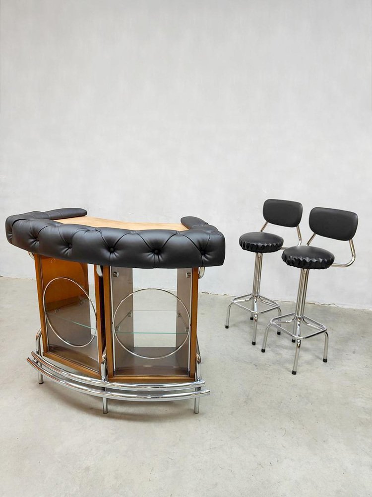 Vintage Mad Men Style Cocktail Bar & Stools, 1960s, Set of 3 for sale ...