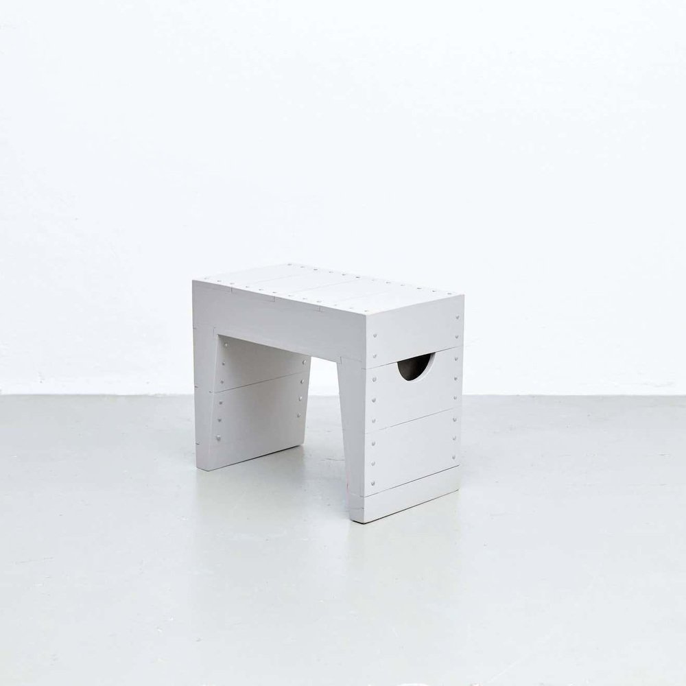 Mid-Century Modern Gray Wood Stool from Dom Hans Van Der Laan, 1980s ...