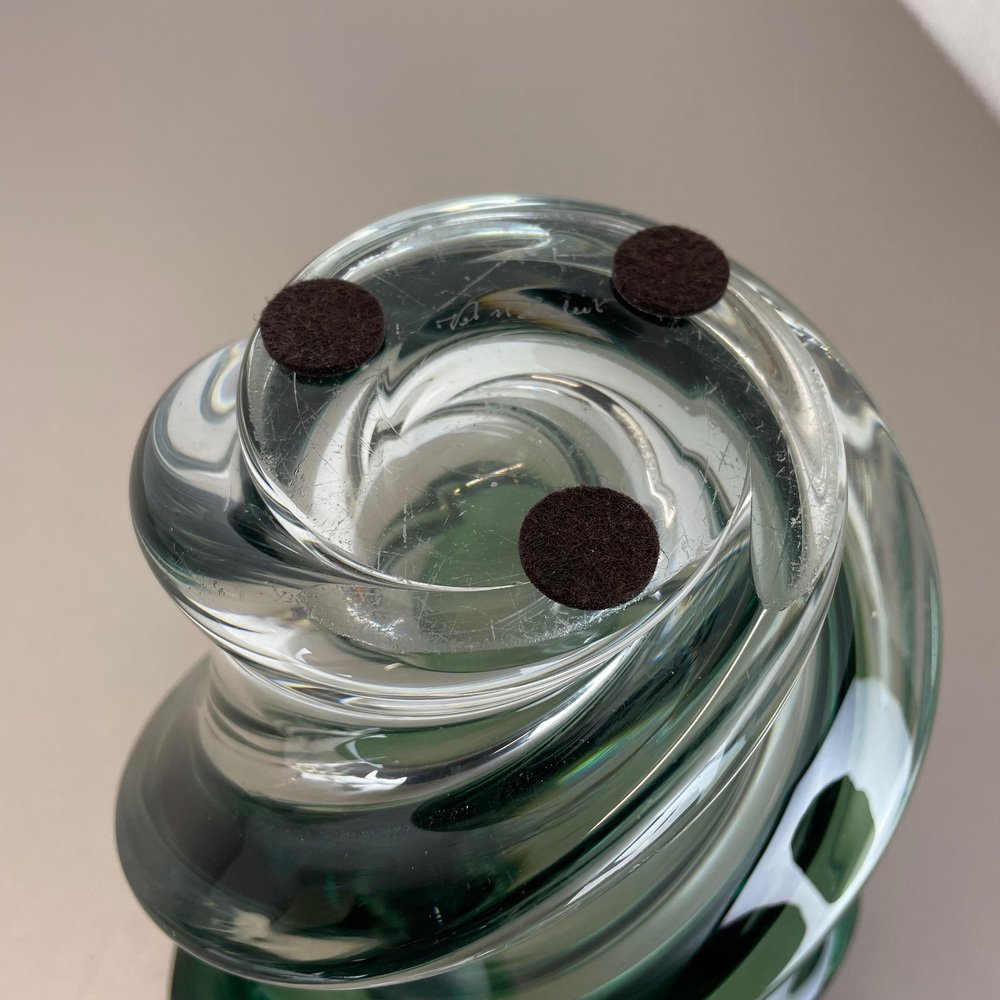 Crystal Wave Glass Vase attributed to Val Saint Lambert, Belgium, 1960s ...