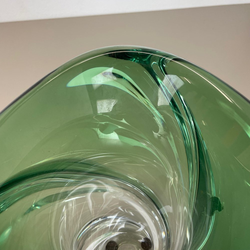 Crystal Wave Glass Vase attributed to Val Saint Lambert, Belgium, 1960s ...