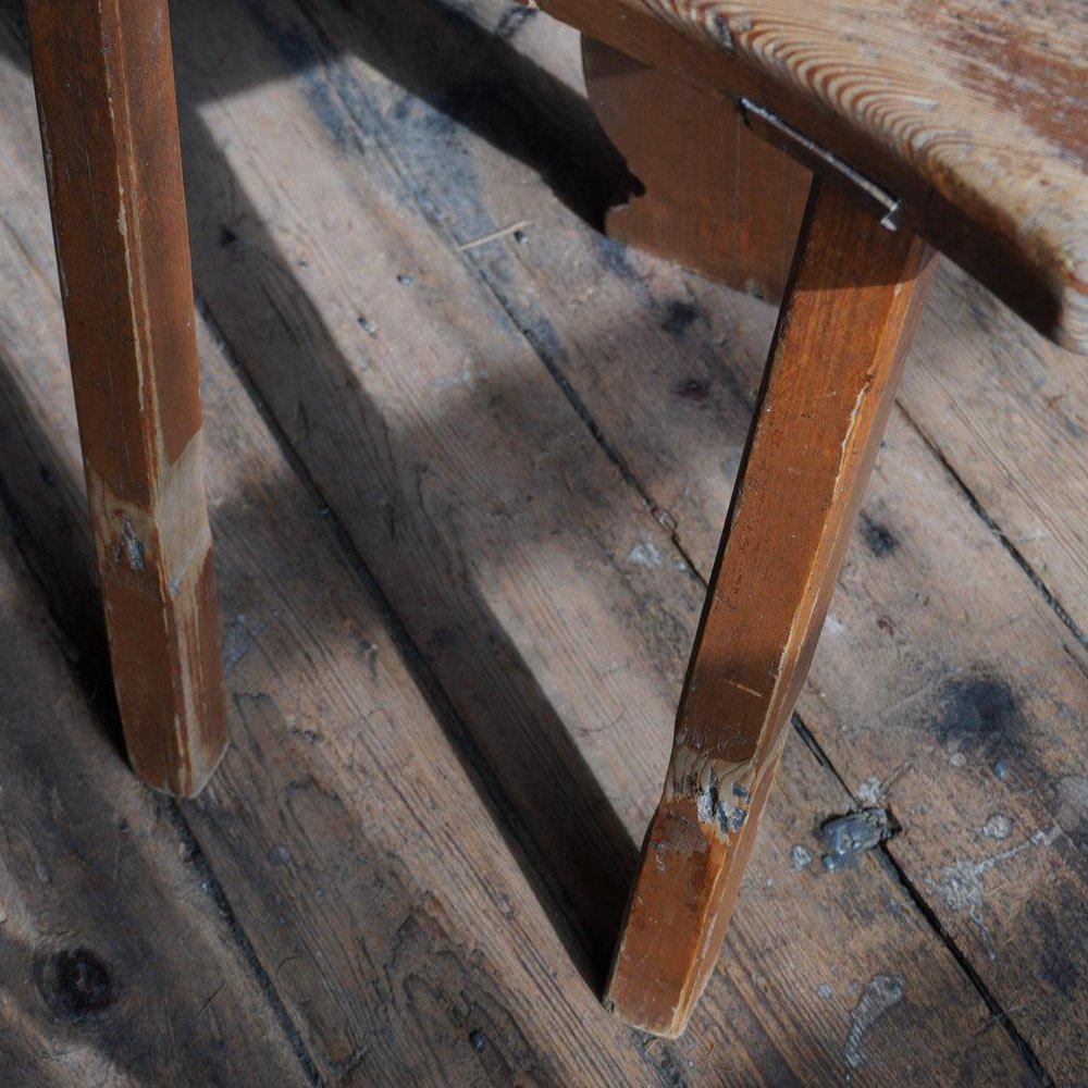 Vintage Rustic Stool in Wood for sale at Pamono