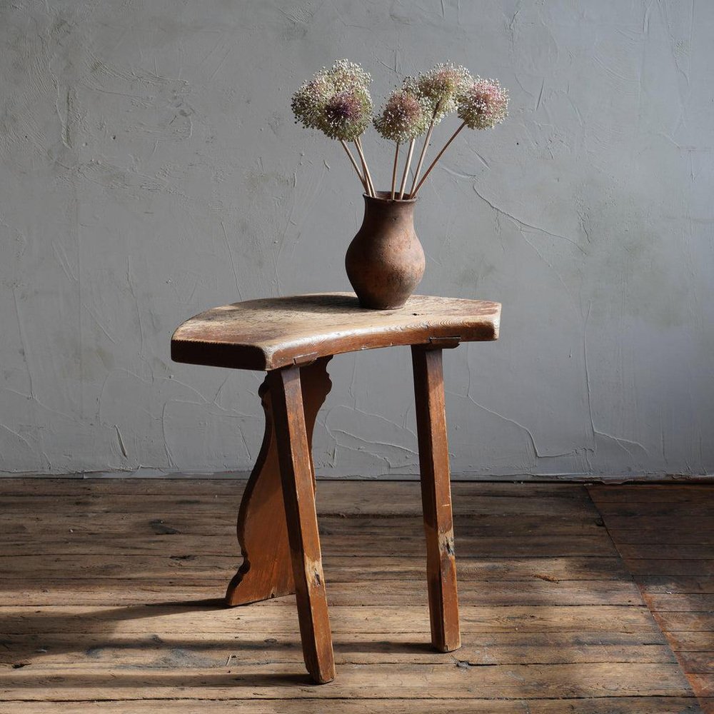 Vintage Rustic Stool in Wood for sale at Pamono