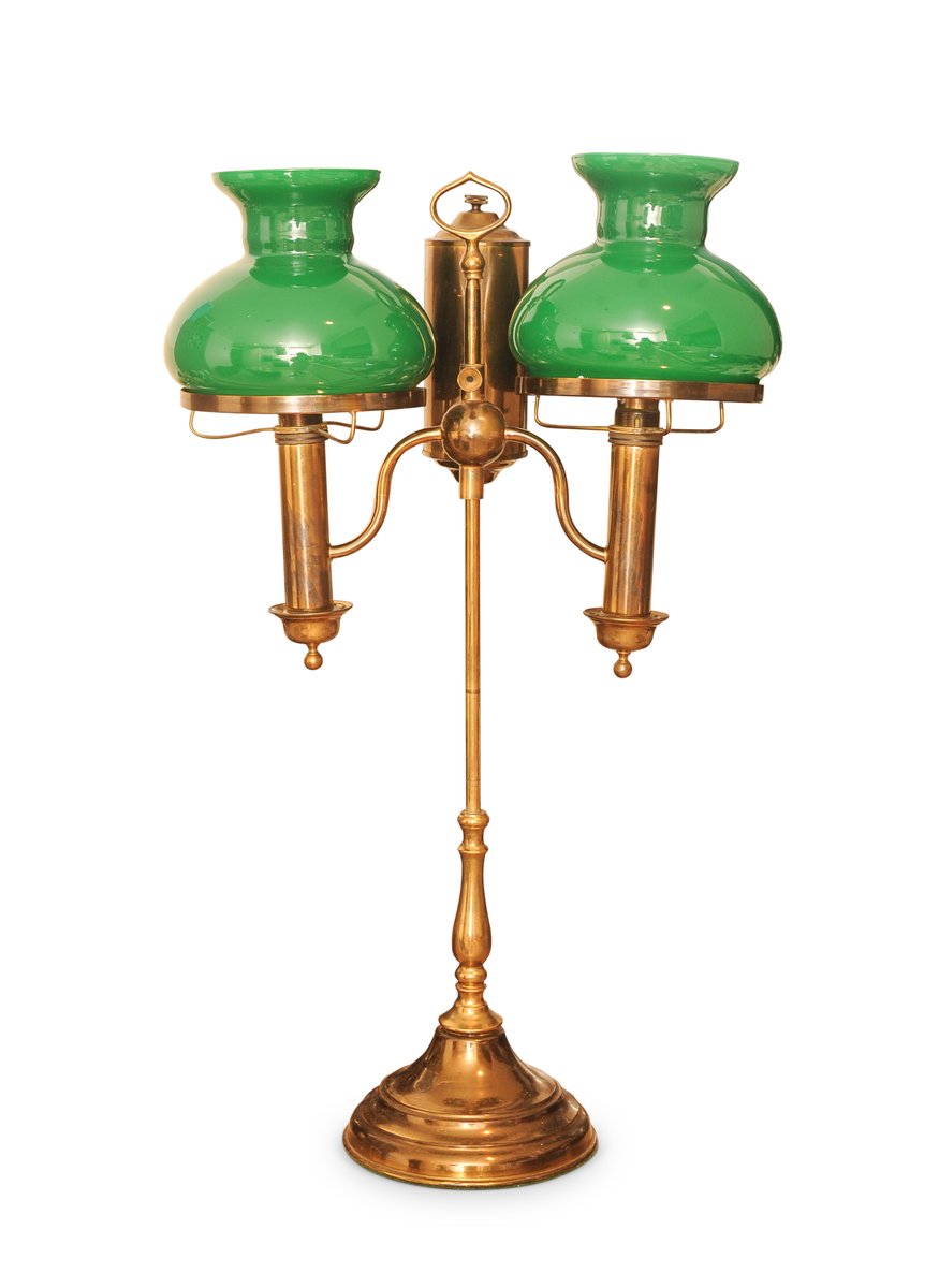 Antique Bradley Hubbard Style Student Double Oil Table Lamp with Racing ...