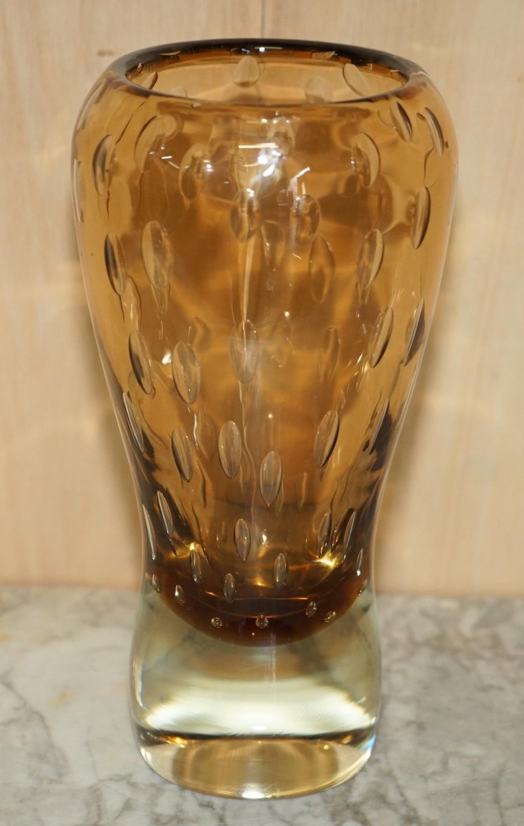 Decorative Glass Vase with Air Bubble Design for sale at Pamono
