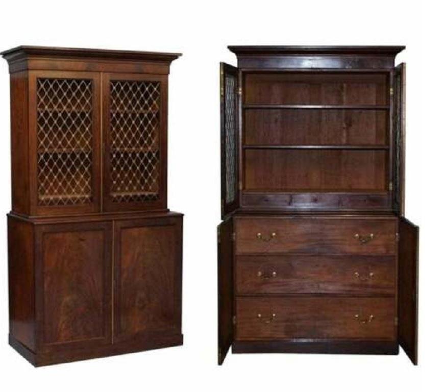 Antique Hardwood and Pierced Bronzed Bookcase, 1800s for sale at Pamono