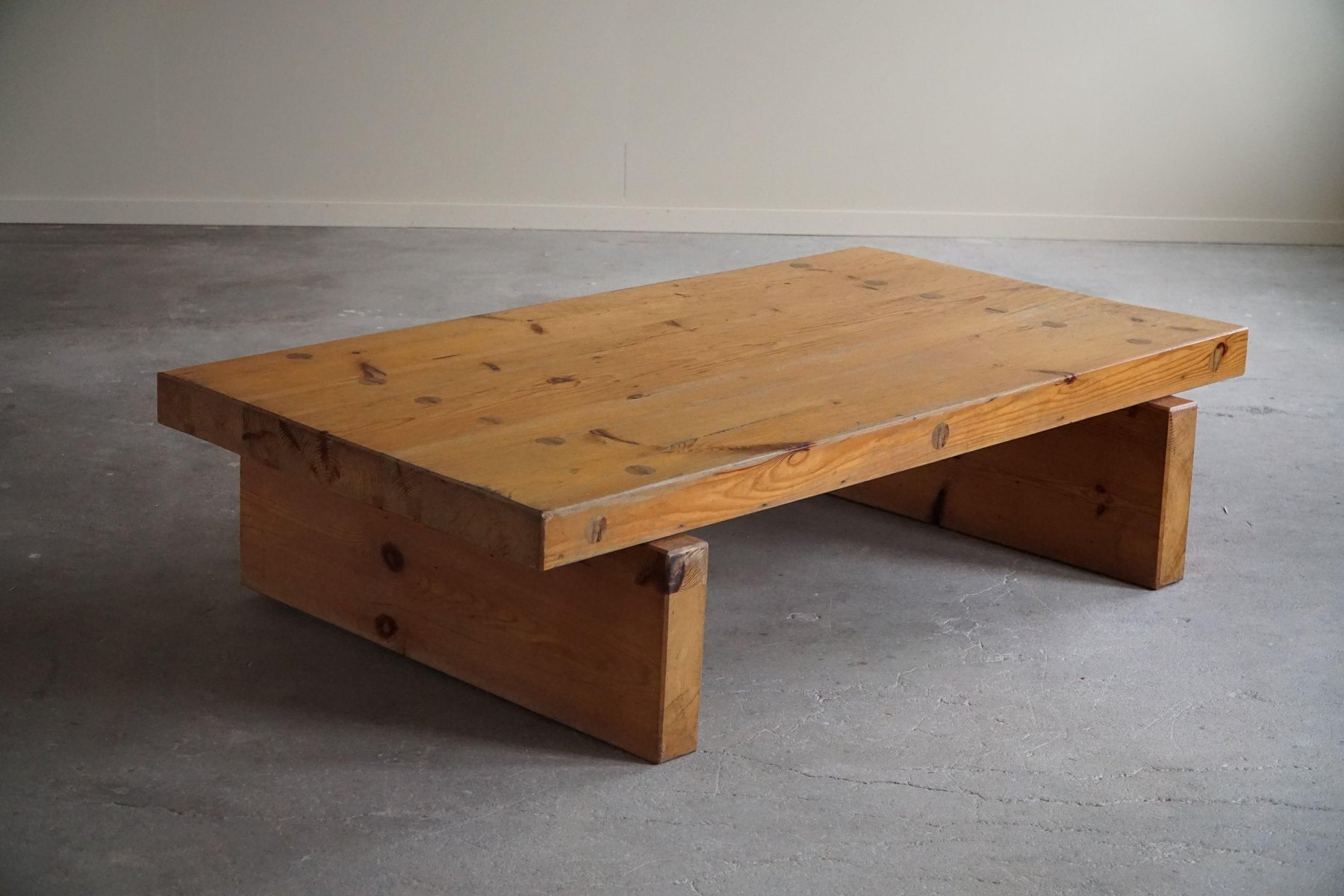 Mid-Century Rectangular Pine Coffee Table attributed to Roland ...