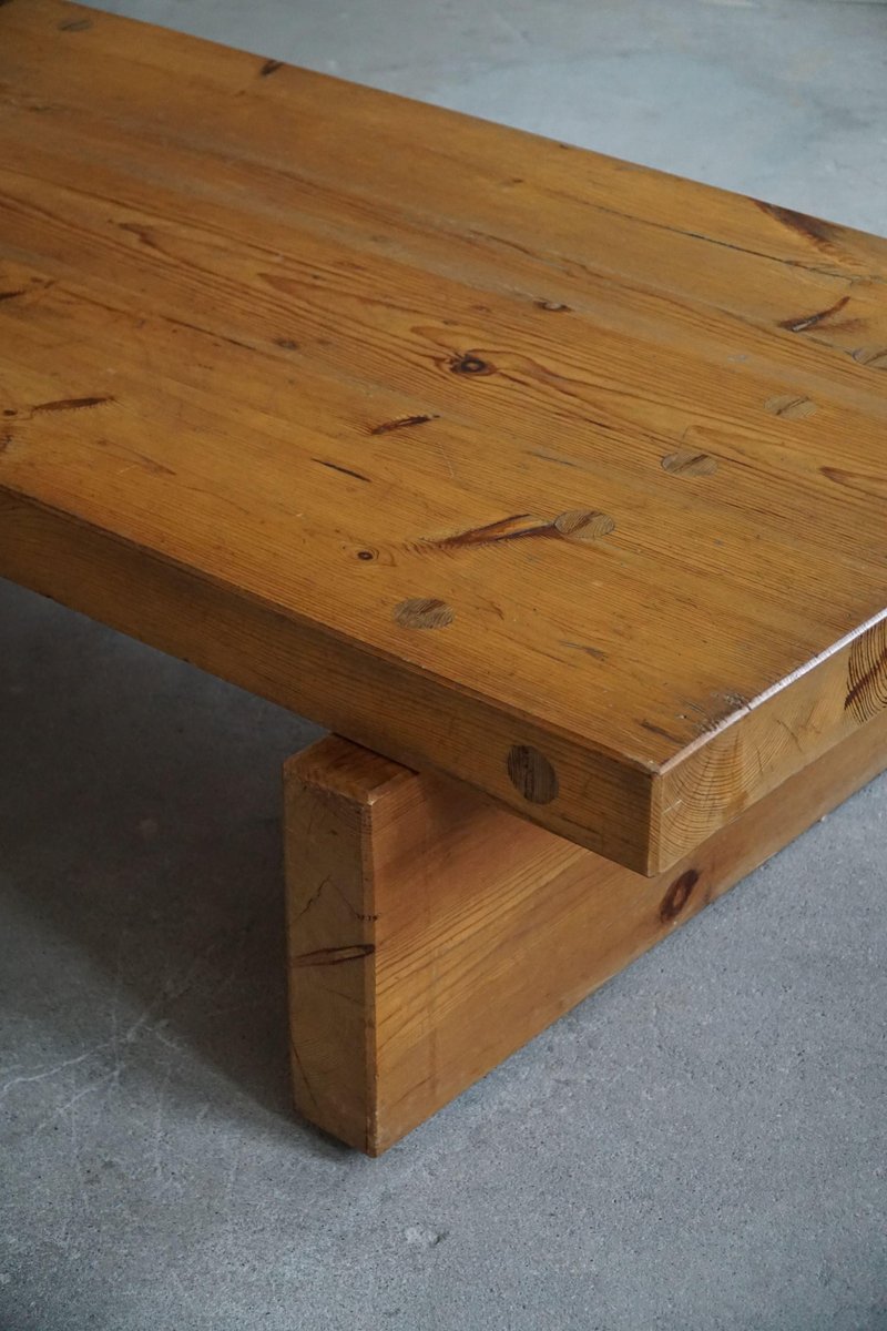 Mid-Century Rectangular Pine Coffee Table attributed to Roland ...
