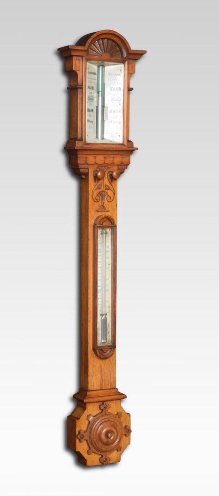 Oak Cased Stick Barometer by J Hughes, London for sale at Pamono