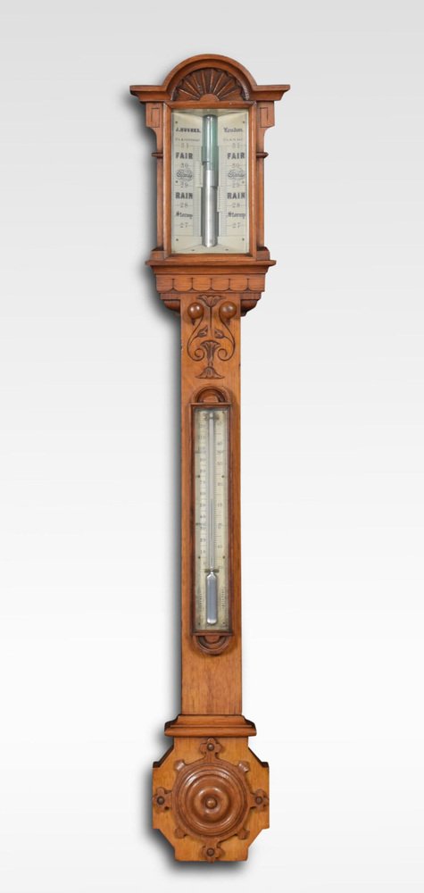 Oak Cased Stick Barometer by J Hughes, London for sale at Pamono