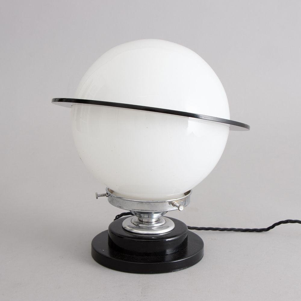Art Deco Saturn Table Lamp with Black Acrylic Ring for sale at Pamono