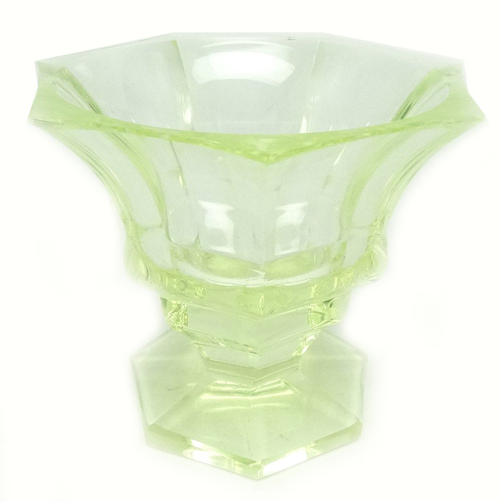 Art Deco Uranium Vase from Moser, Czechoslovakia, 1930s for sale at Pamono