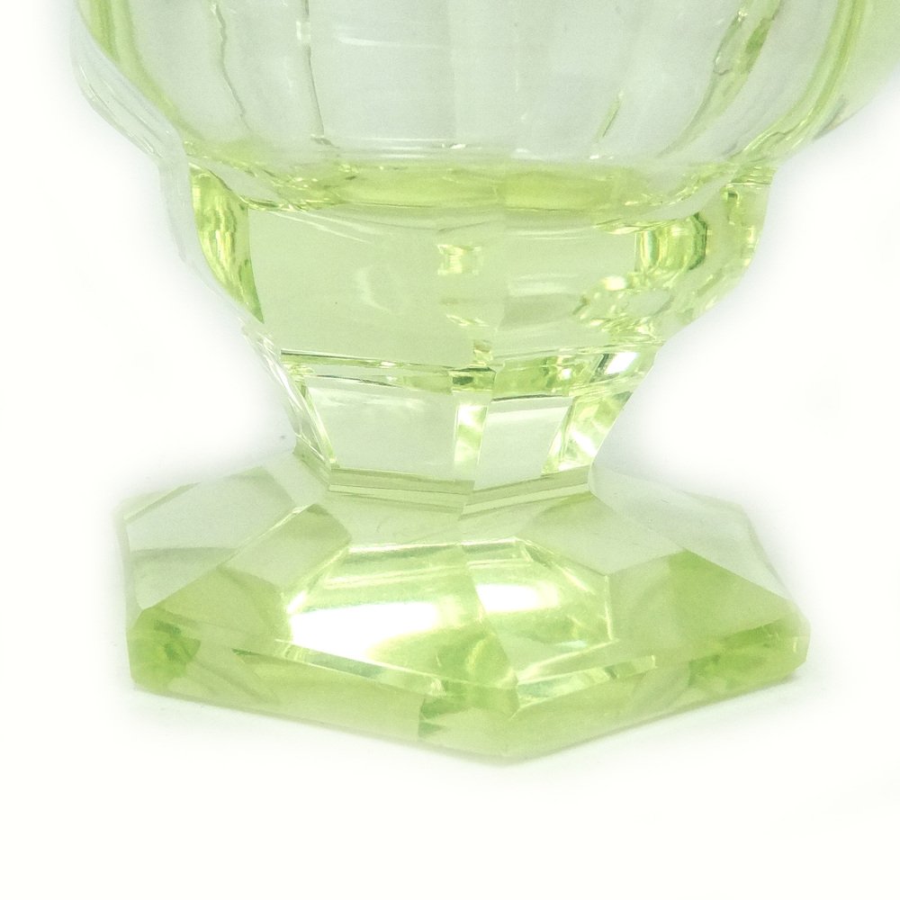 Art Deco Uranium Vase from Moser, Czechoslovakia, 1930s for sale at Pamono