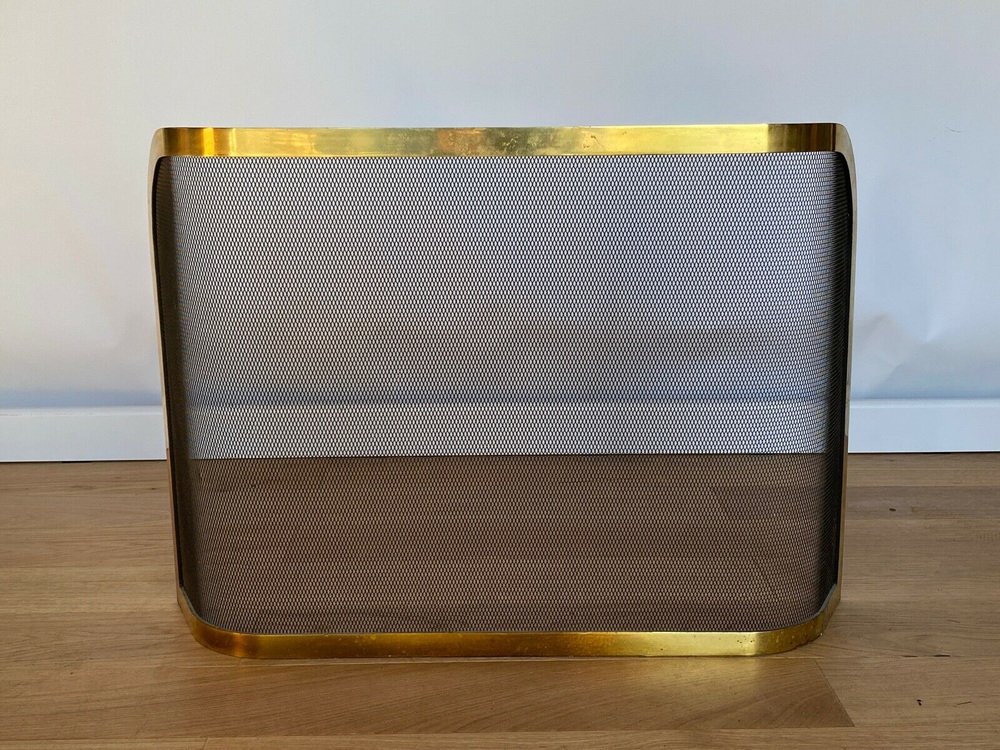 Vintage French Gold Metal Openwork Firewall, 1970s for sale at Pamono