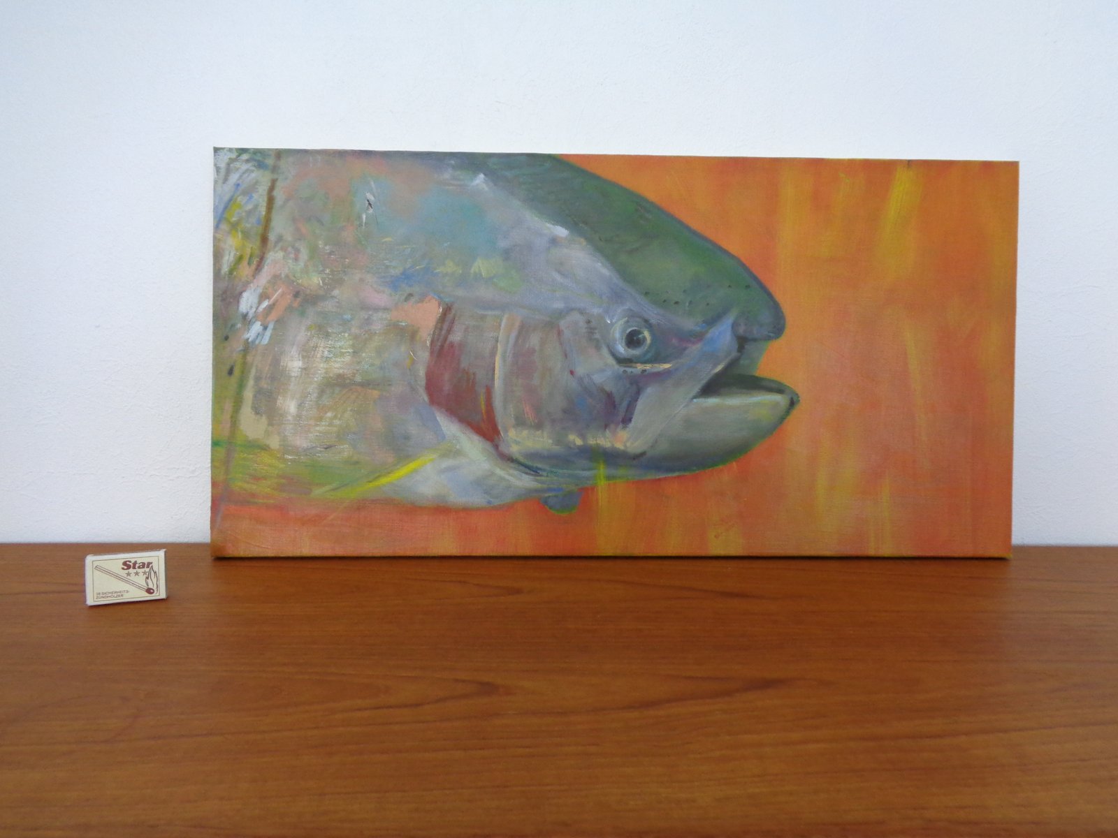 Fred Neumann, Salmon Trout, 1980s, Oil on Canvas for sale at Pamono