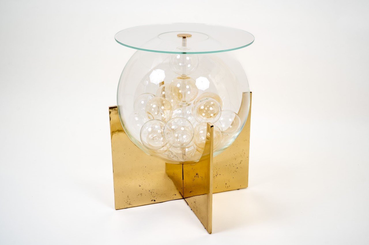 End Table in Cast Bronze and Blowed Glass Bubbles from Made Murano ...