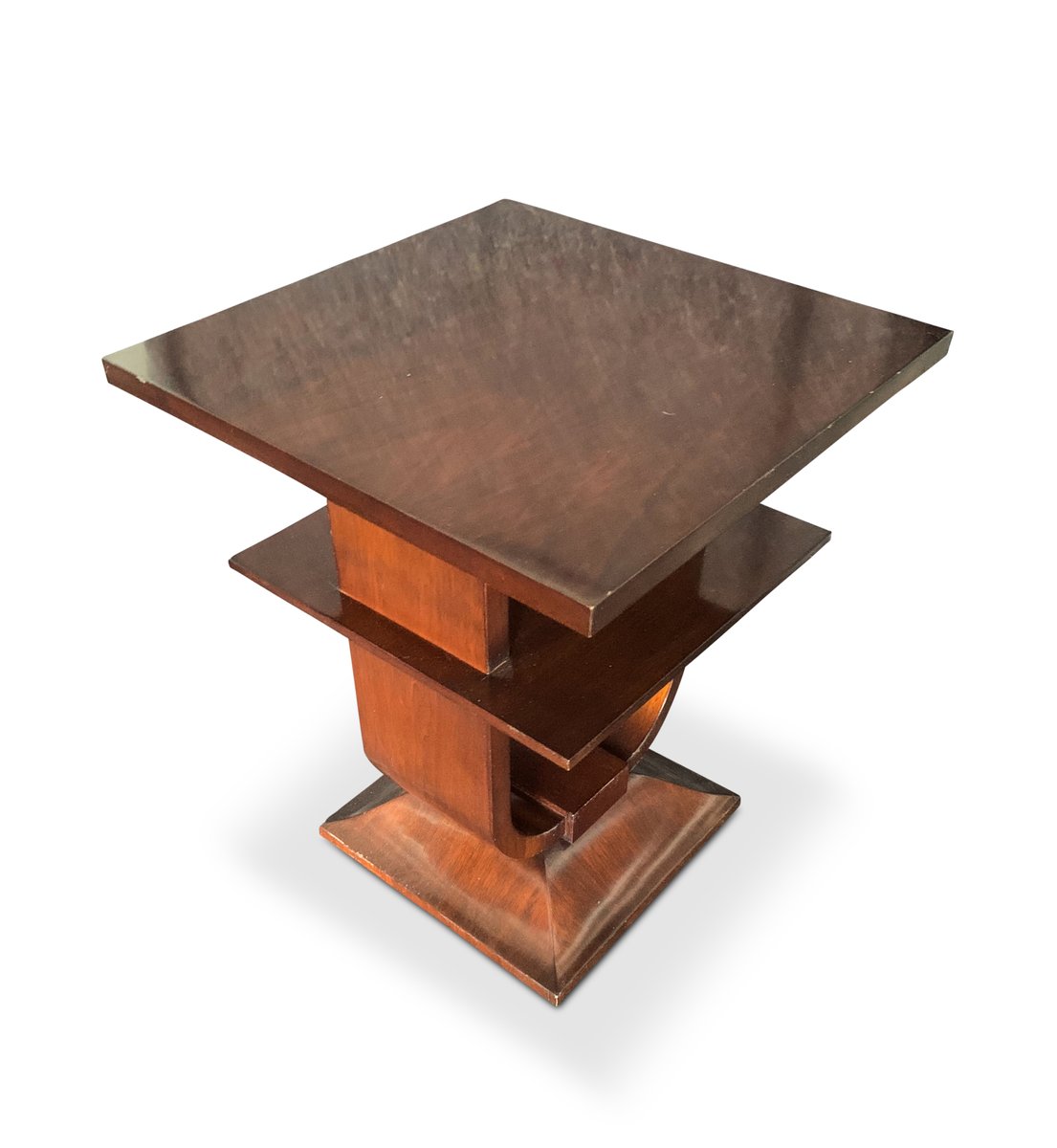 Art Deco Square Pedestal Accent Table with Plinth Support, 1920s for ...