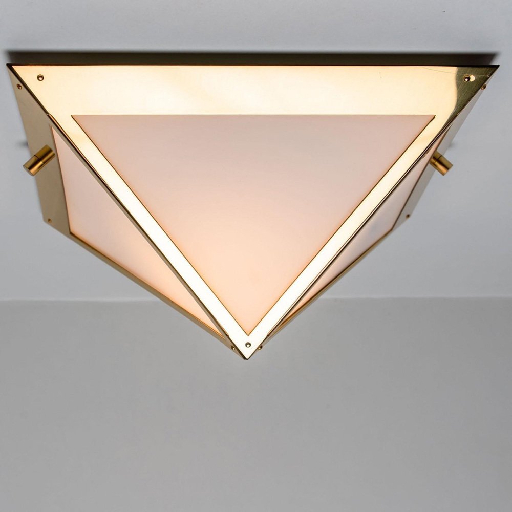 Pyramid Wall Lights in White Glass and Brass from Glashütte Limburg ...