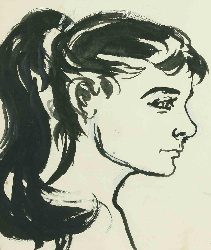 Marcello Muccini, Portrait, 1970s, Drawing, Framed for sale at Pamono