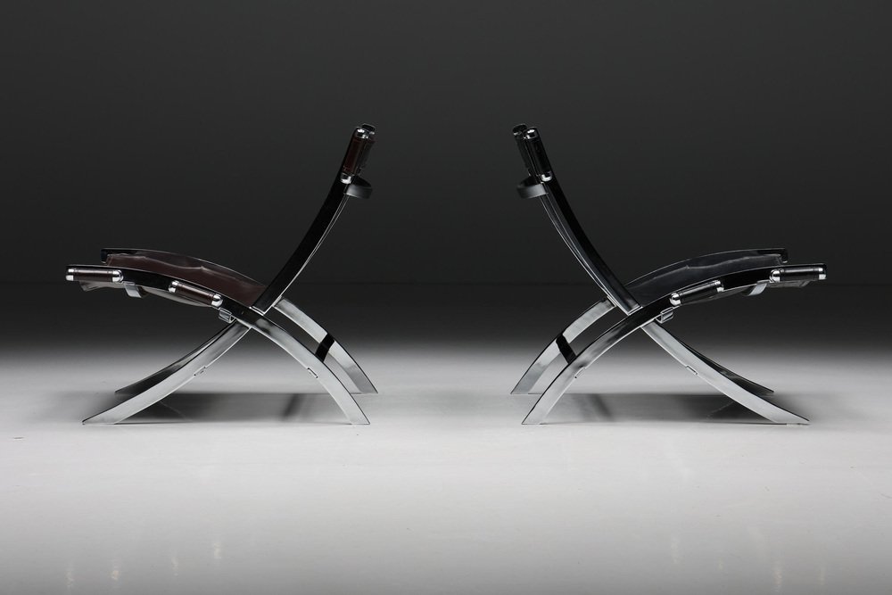 Leder Scherenstuhl von Antonio Citterio für Flexform, Italien, 1980er ...