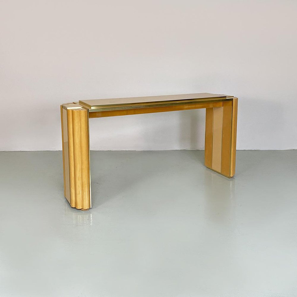 Französische moderne Entrace Konsole aus Holz & Messing von Alain Delon ...