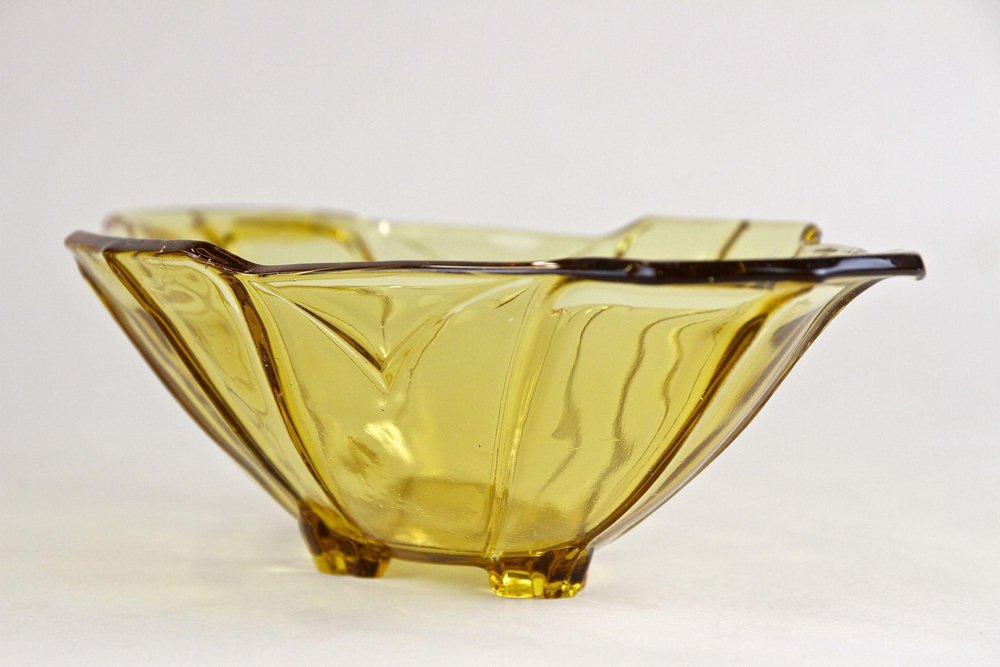 Art Deco Amber Colored Glass Jardiniere or Bowl, Austria, 1920s for ...
