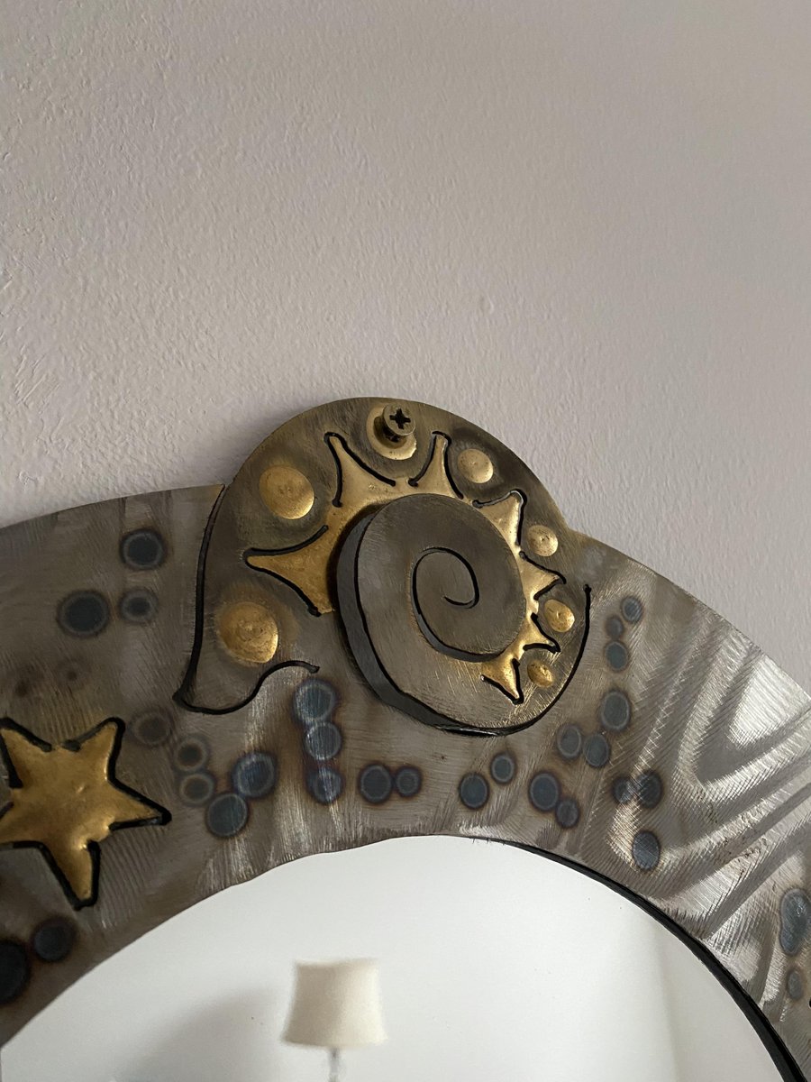 Swirly Steel Wall Mirror with Shells and Stars for sale at Pamono